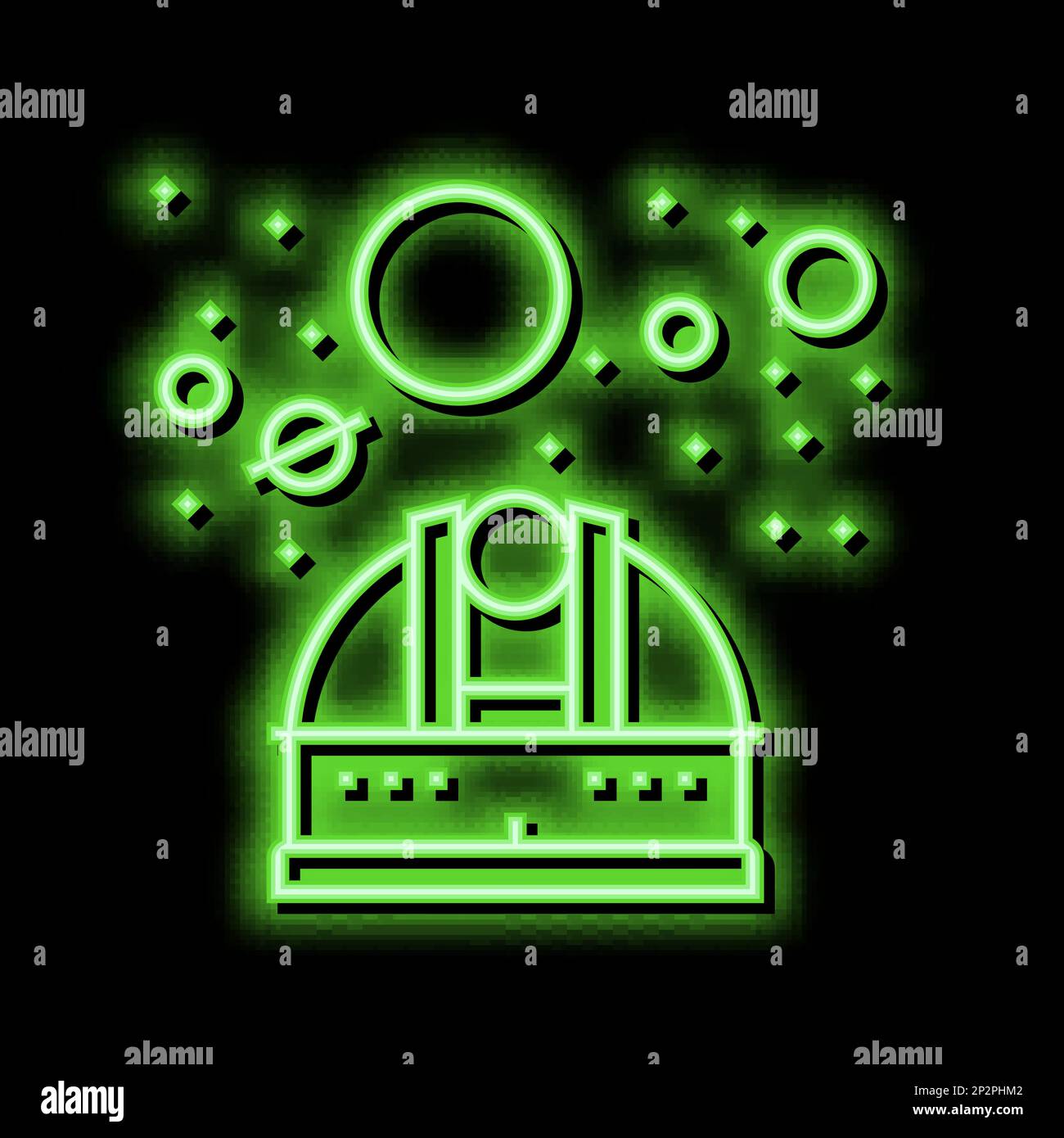 observatory telescope watching on planets neon glow icon illustration ...