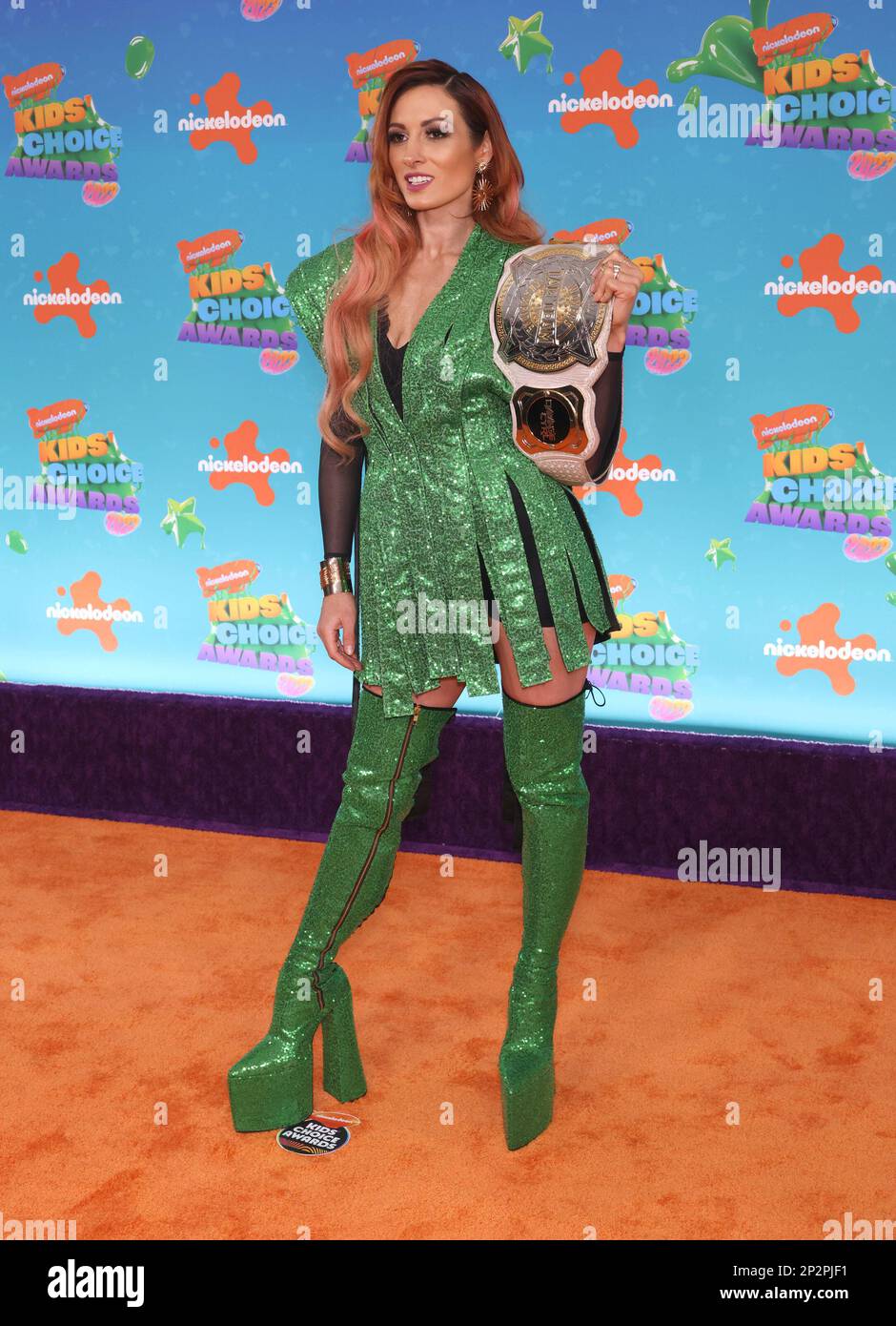 Becky Lynch arrives at the Nickelodeon Kids' Choice Awards on Saturday ...