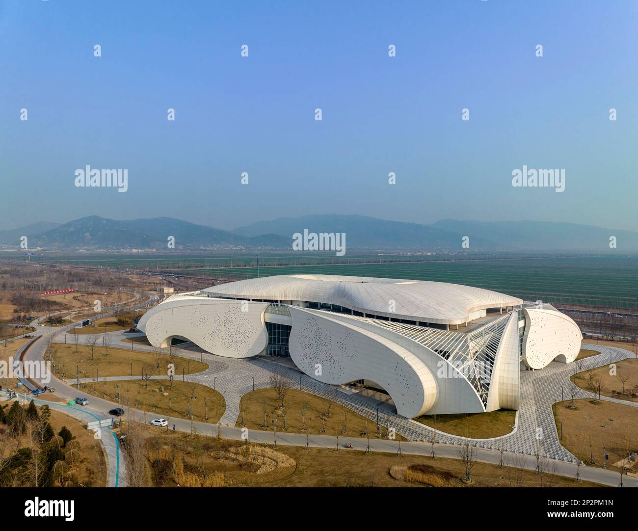 LIANYUNGANG, CHINA - MARCH 4, 2023 - Aerial photo shows the exhibition ...