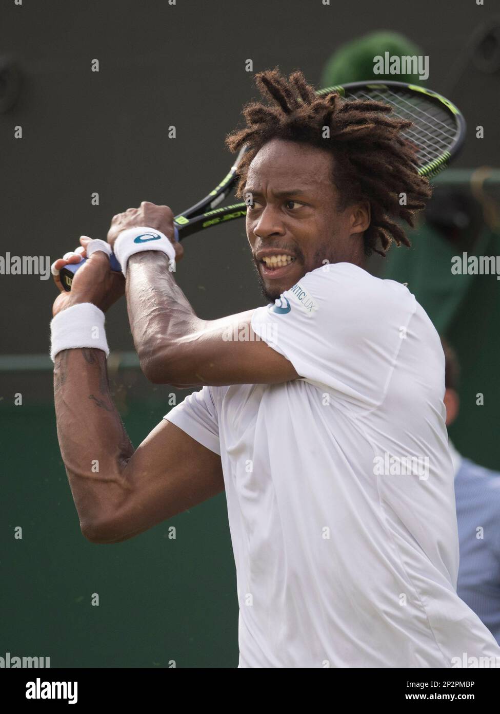July 2,2015Gael Monfils of France in action during the Wimbledon ...