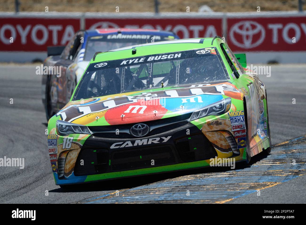 Kyle Busch, M&M's Crispy Toyota Camry (18) races with Dale Earnhardt Jr ...