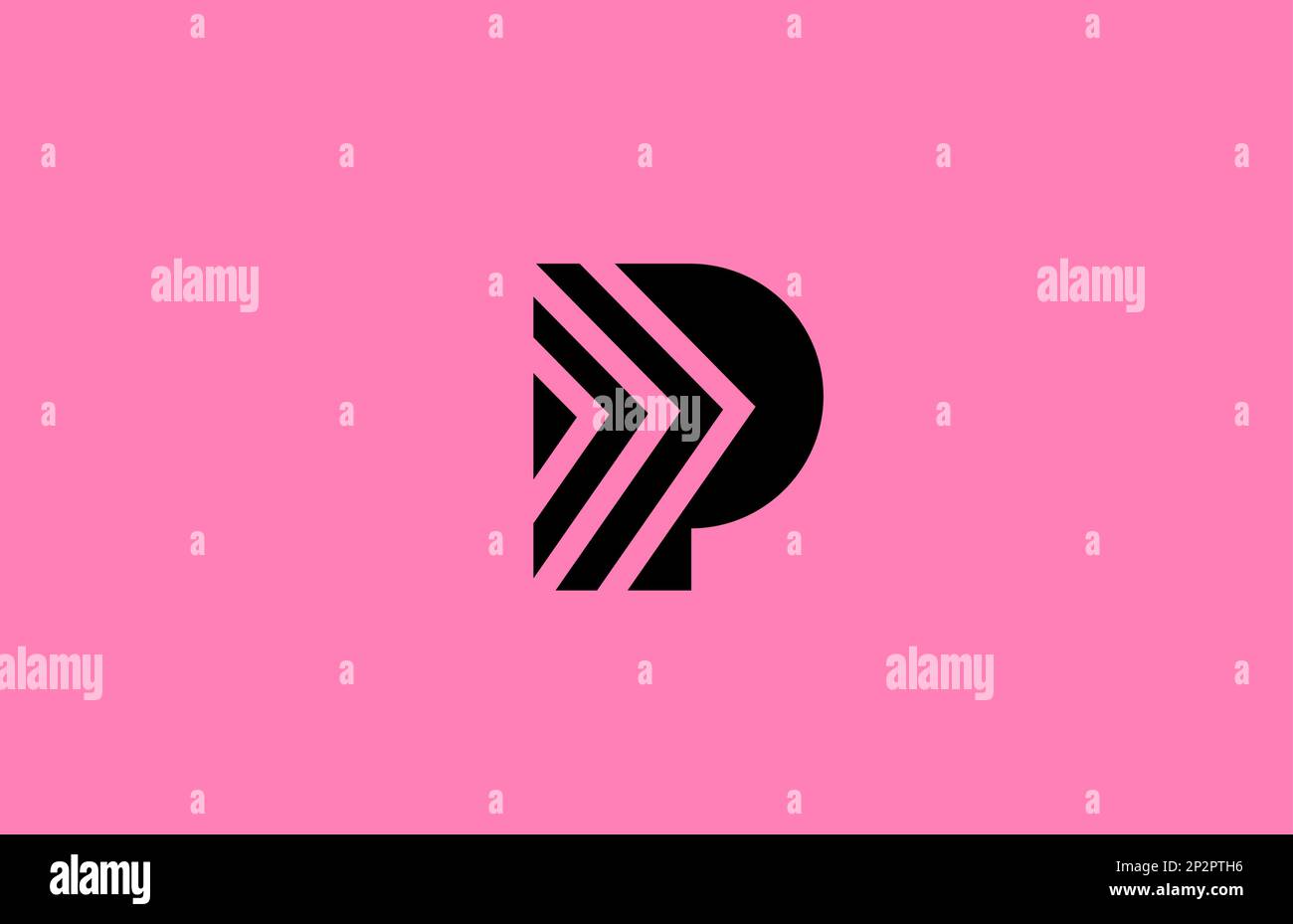 pink black P alphabet letter logo icon design with geometric lines ...