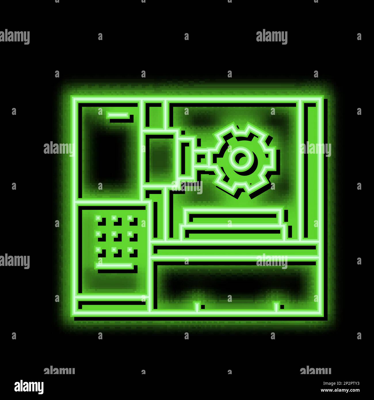 gear-machined apparatus neon glow icon illustration Stock Vector Image ...