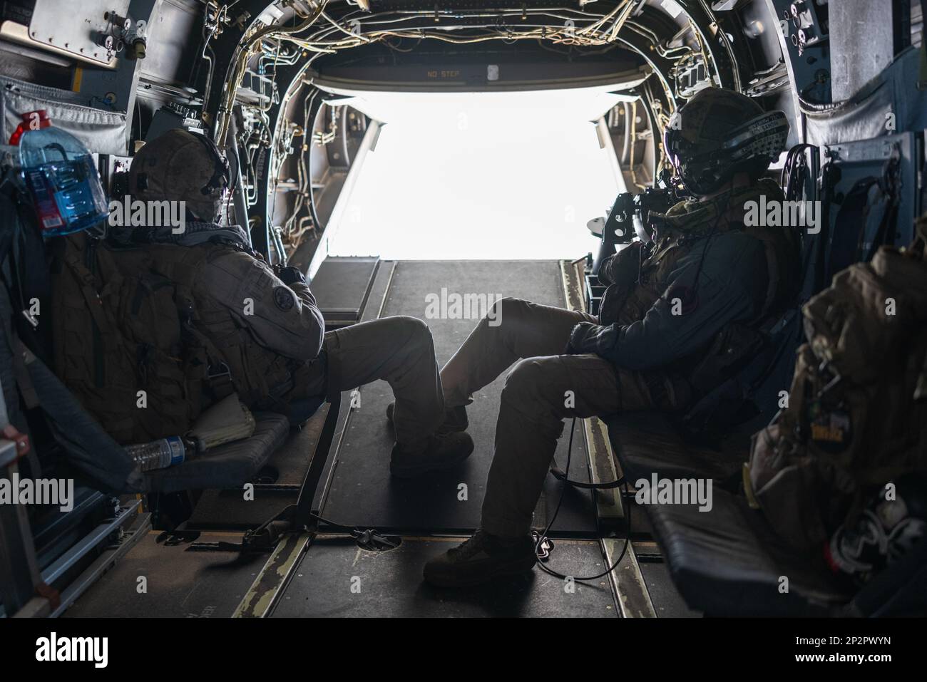 U.S. Marine Corps Sgt. Andre Doss (left) and Sgt. Brady Wulf, MV-22B ...
