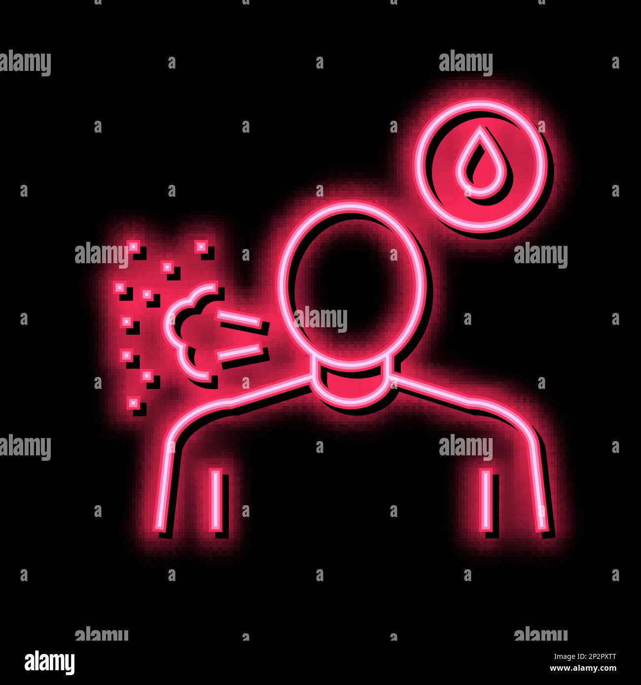 dry cough with blood neon glow icon illustration Stock Vector Image ...