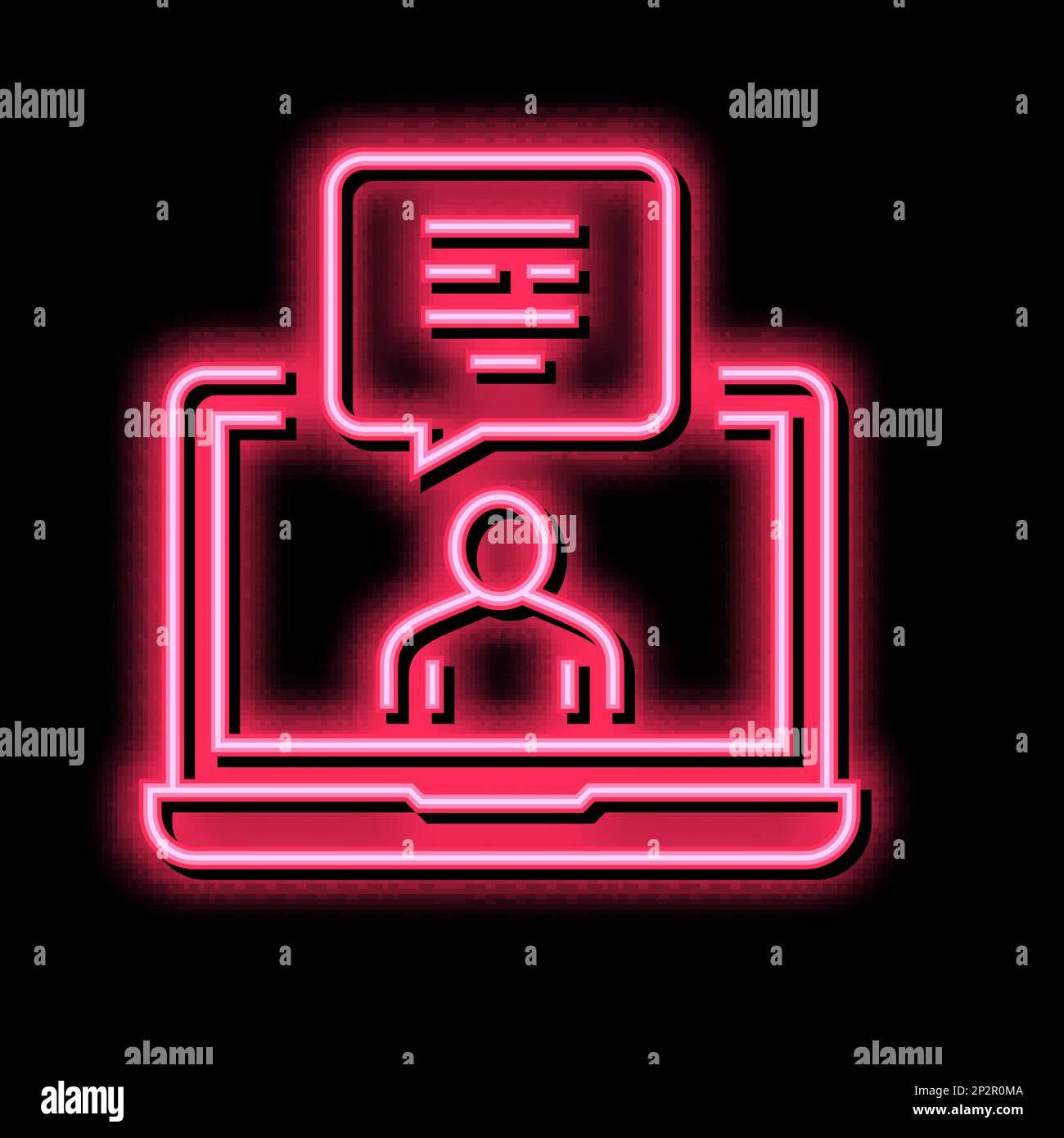 video call laptop app neon glow icon illustration Stock Vector Image ...