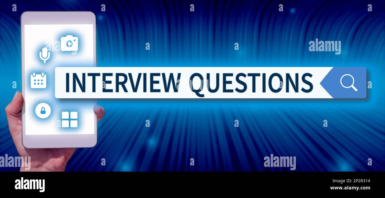 Hand writing sign Interview Questions. Business showcase Typical topic ...