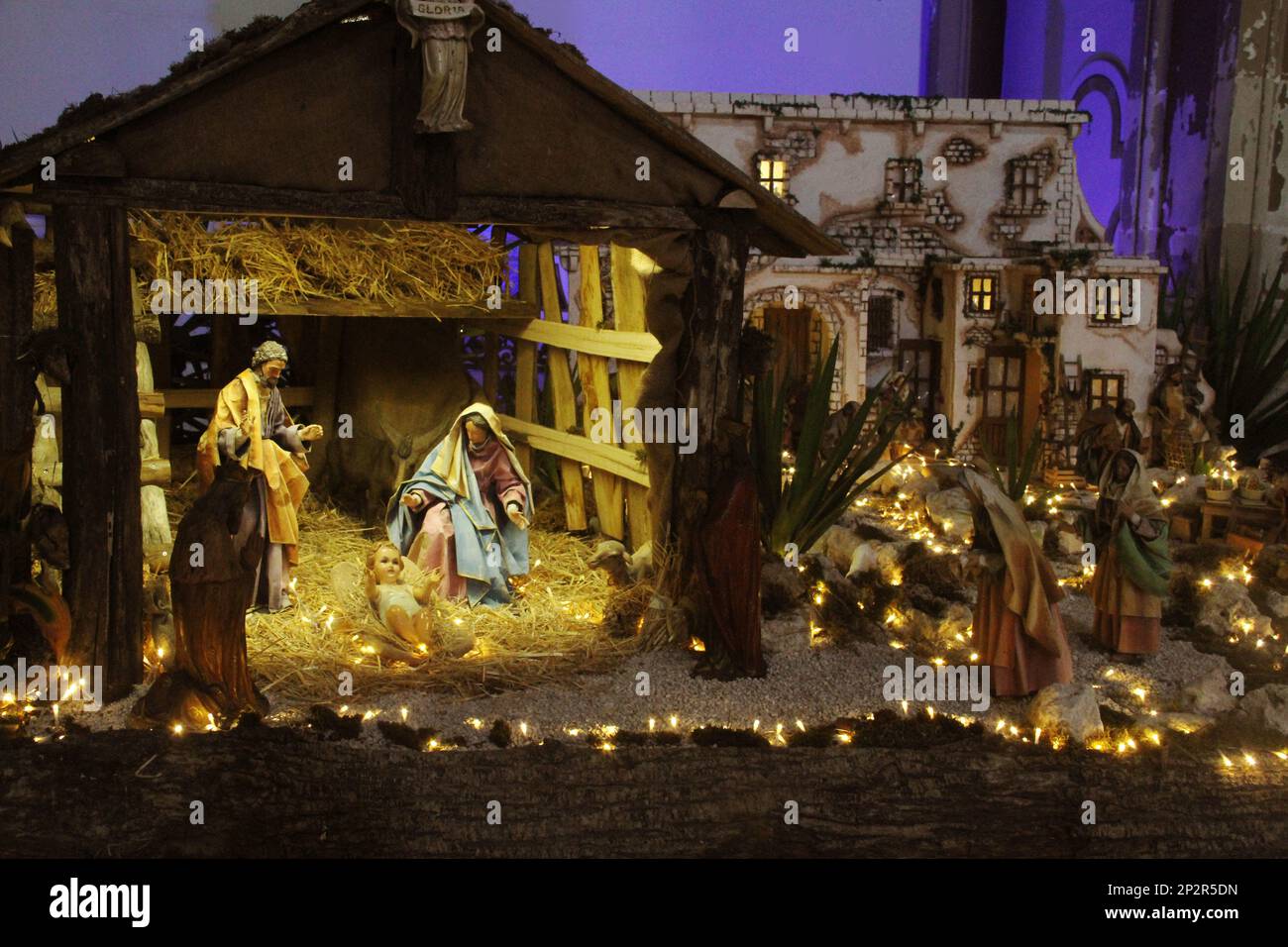 A Christmas Nativity scene in a church in Italy Stock Photo - Alamy