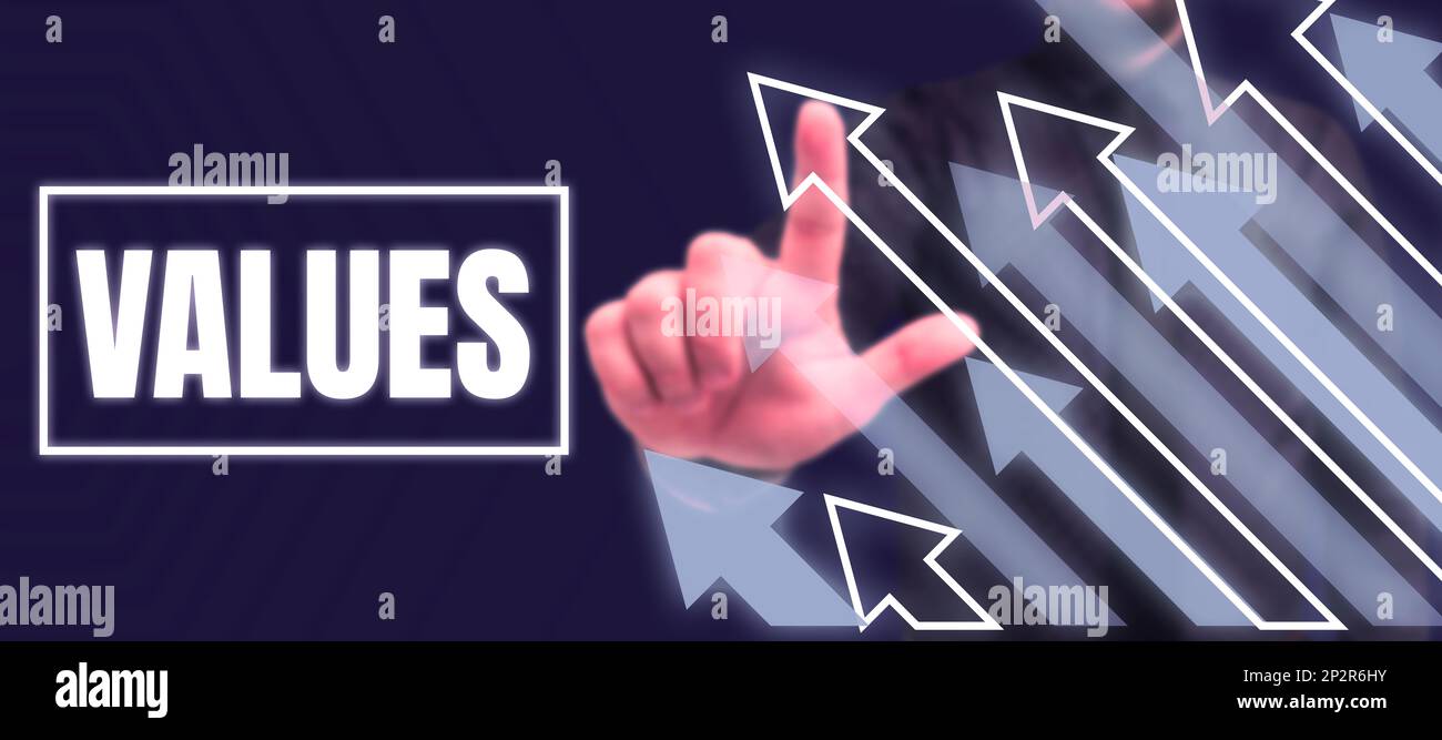 Text showing inspiration Values. Business concept regard that something ...