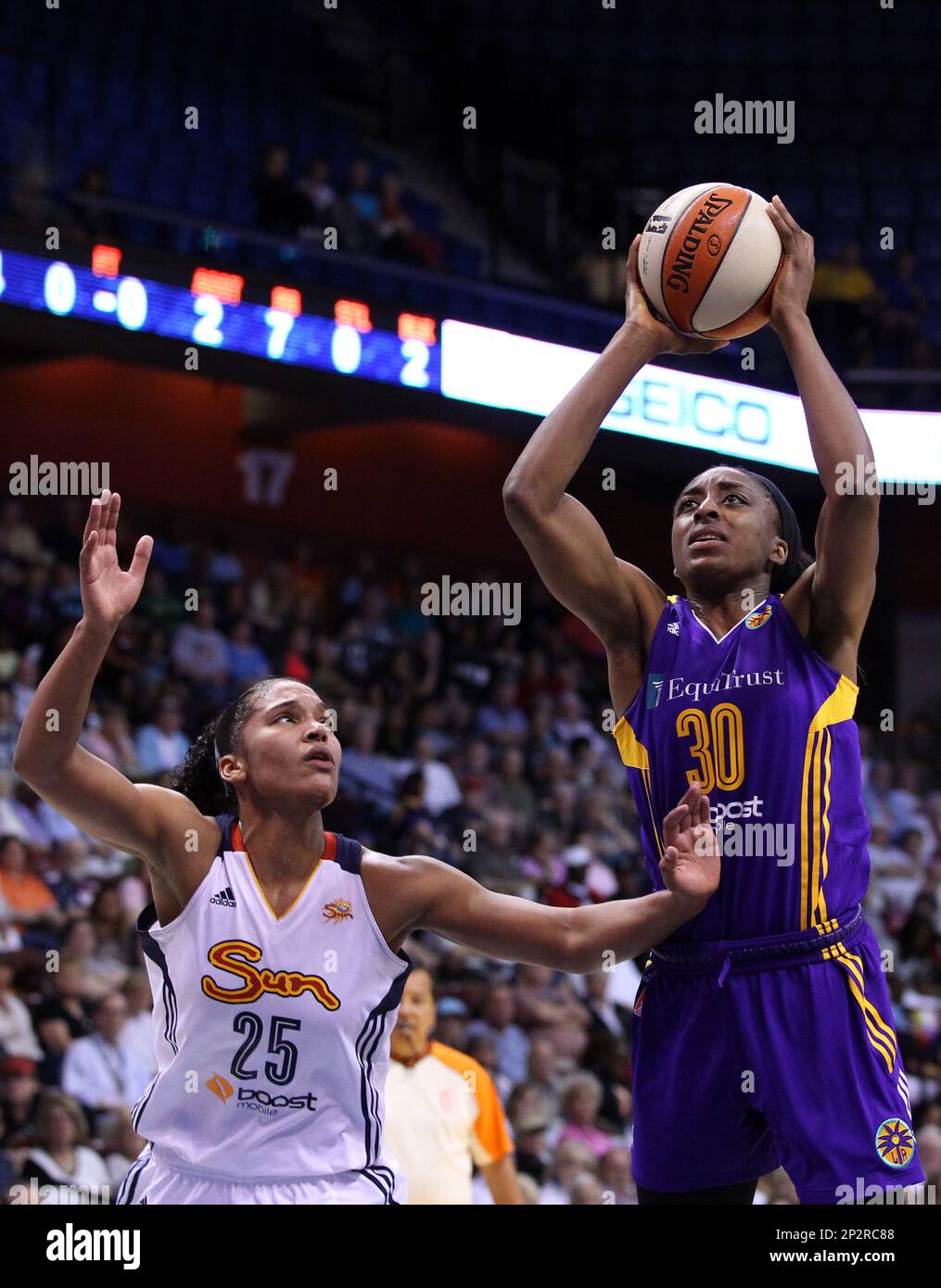 June 26, 2015; Uncasville, CT, USA; Los Angeles Sparks forward Nneka ...