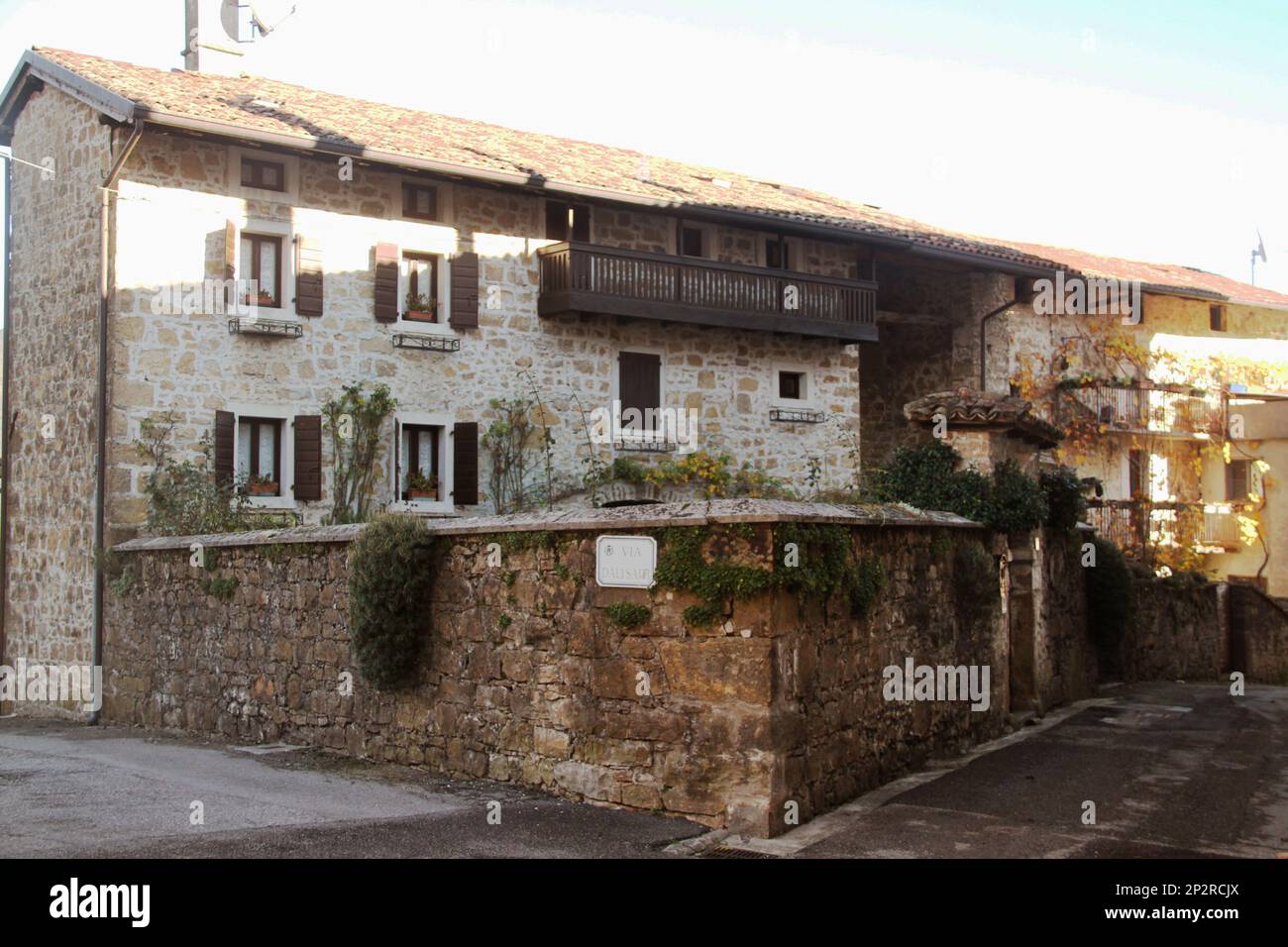 Stone houses in the picturesque town of Frisanco, Italy Stock Photo - Alamy