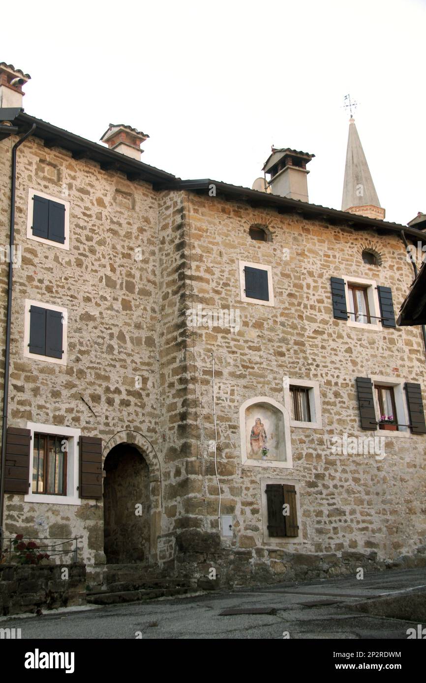 Stone houses in the picturesque town of Frisanco, Italy Stock Photo - Alamy