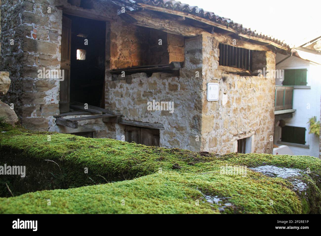 Stone houses in the picturesque town of Frisanco, Italy Stock Photo - Alamy