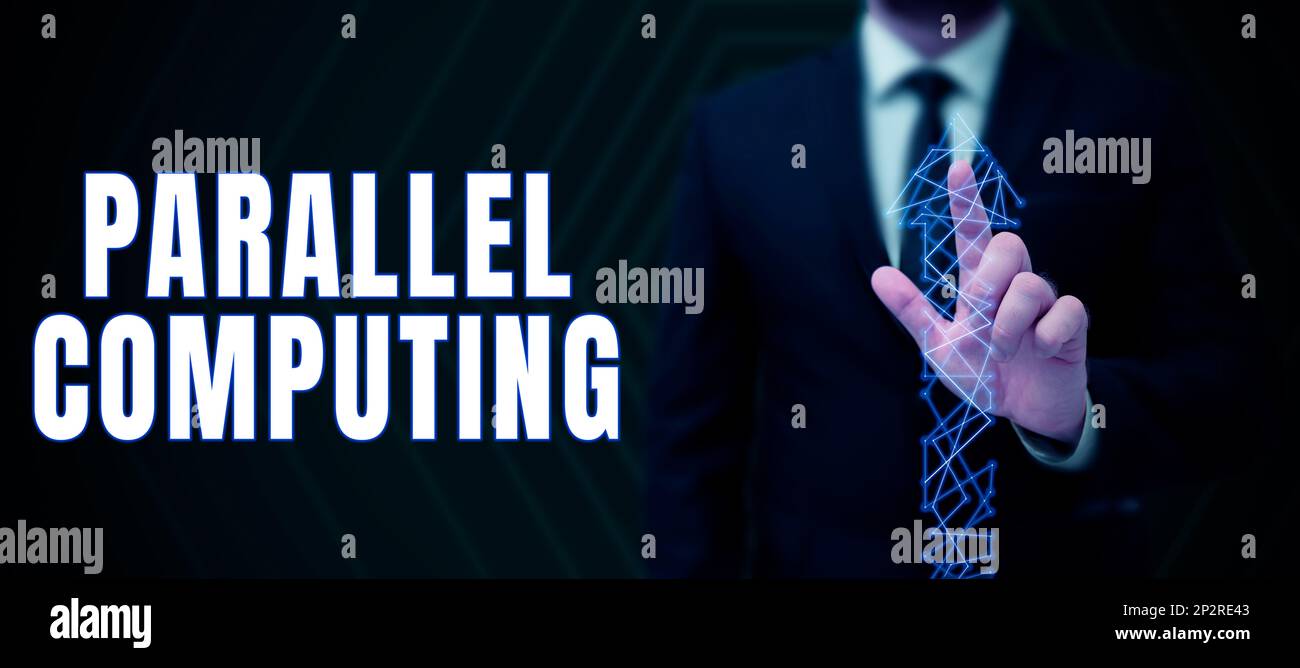 Text caption presenting Parallel Computing. Business concept simultaneous calculation by means ...