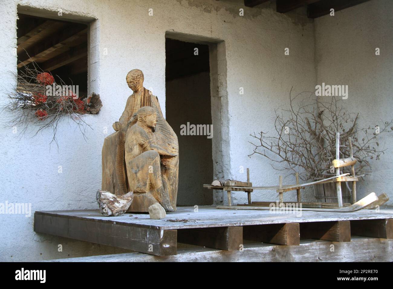 Decorative items on the outside of a house in Northern Italy Stock ...