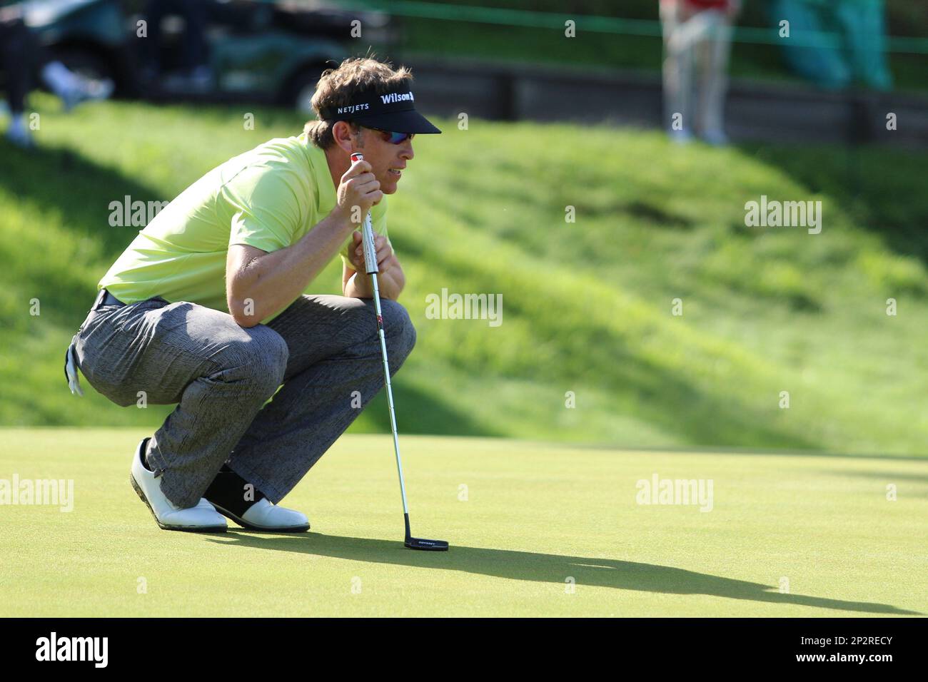 June 25, 2015: Ricky Barnes lines up his putt on 15 during the first ...