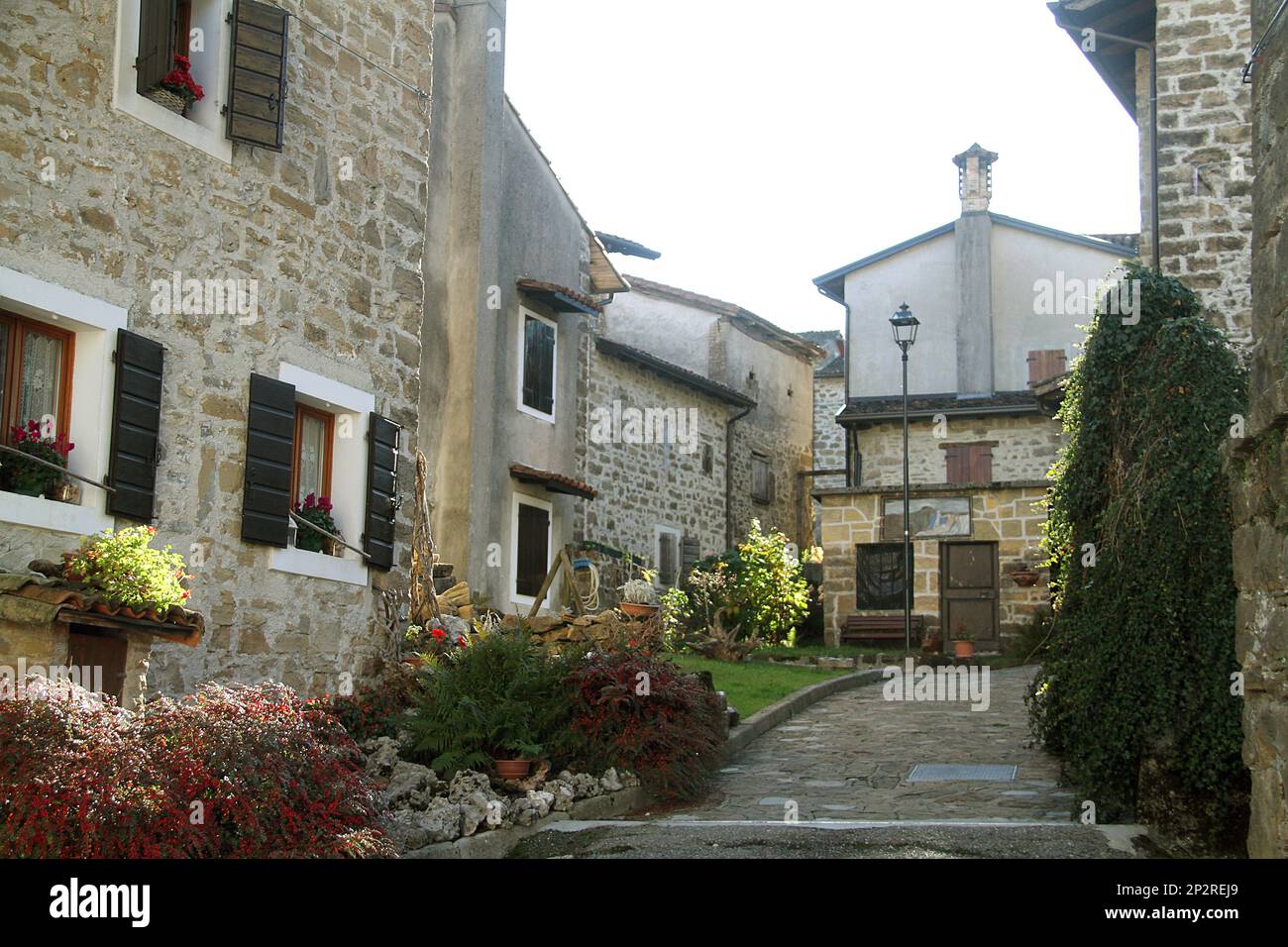 Stone houses in the picturesque town of Frisanco, Italy Stock Photo - Alamy
