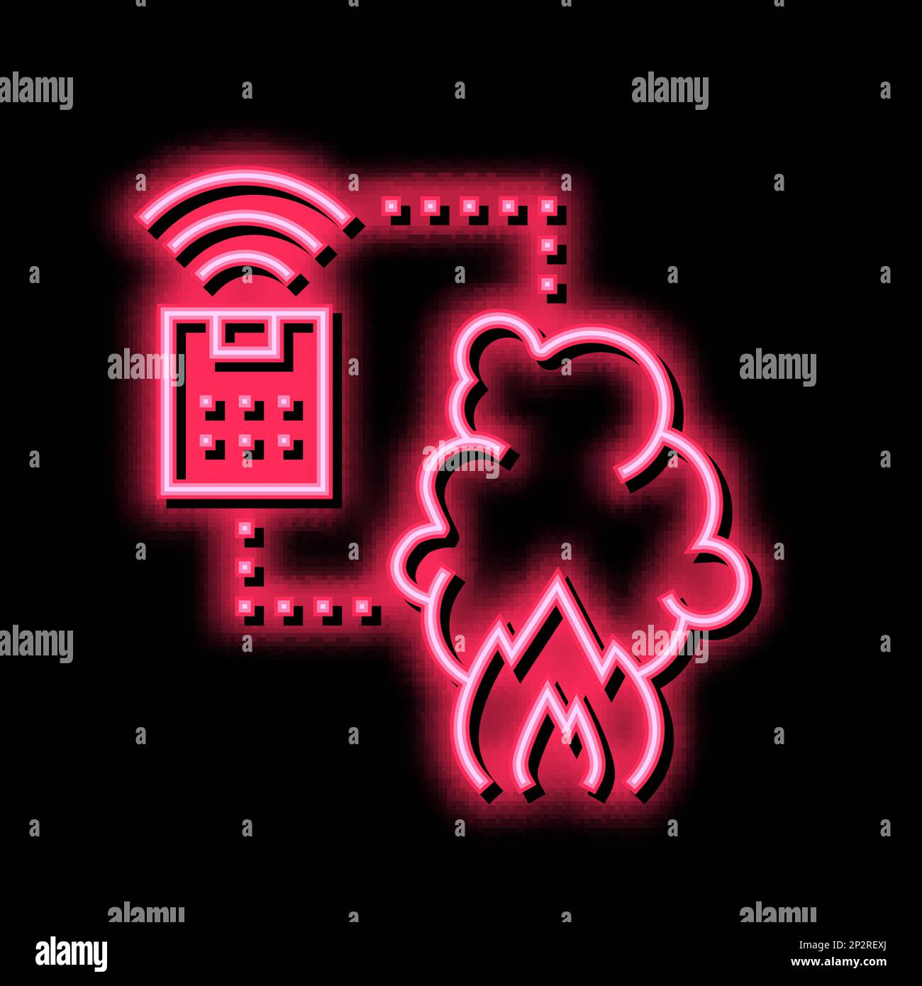 fire alarm system of smart home neon glow icon illustration Stock ...