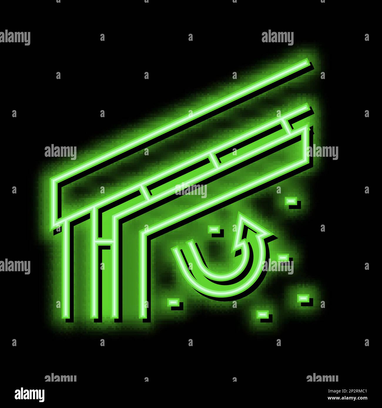 roof insulation with mineral wool neon glow icon illustration Stock ...