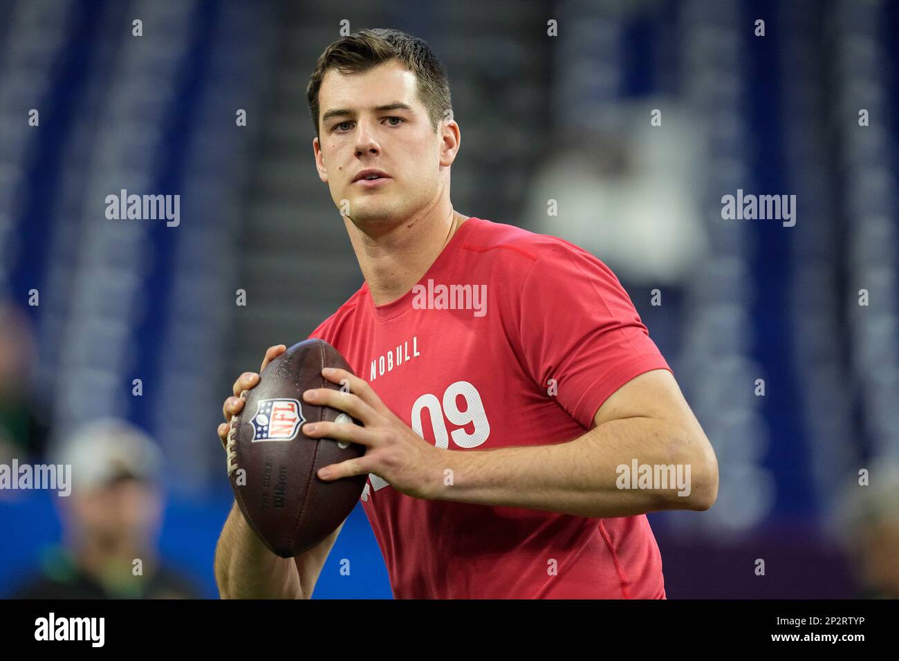 Stanford quarterback Tanner McKee runs a drill at the NFL football ...