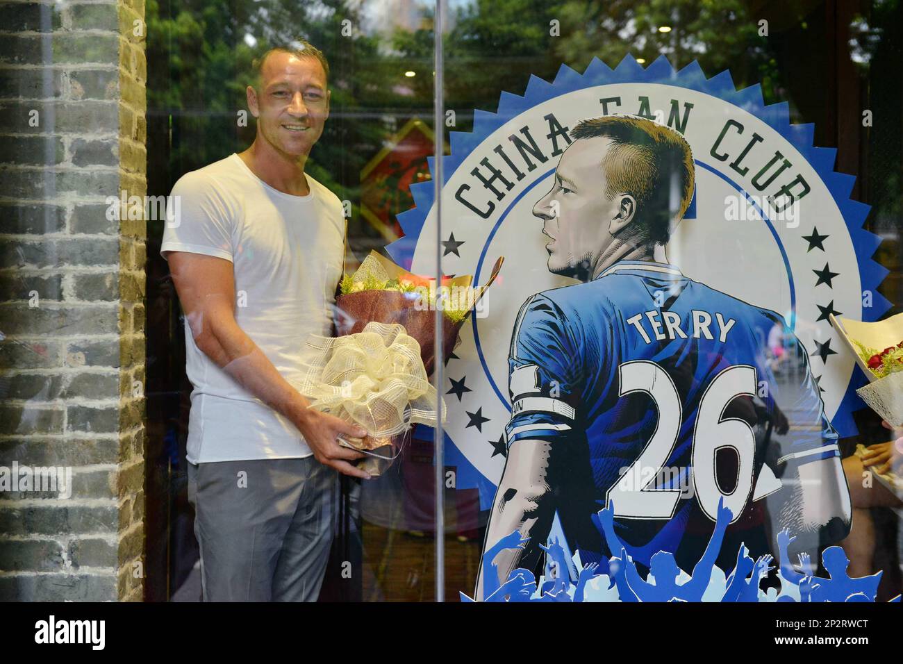 English soccer player John Terry poses during the unveiling ceremony ...