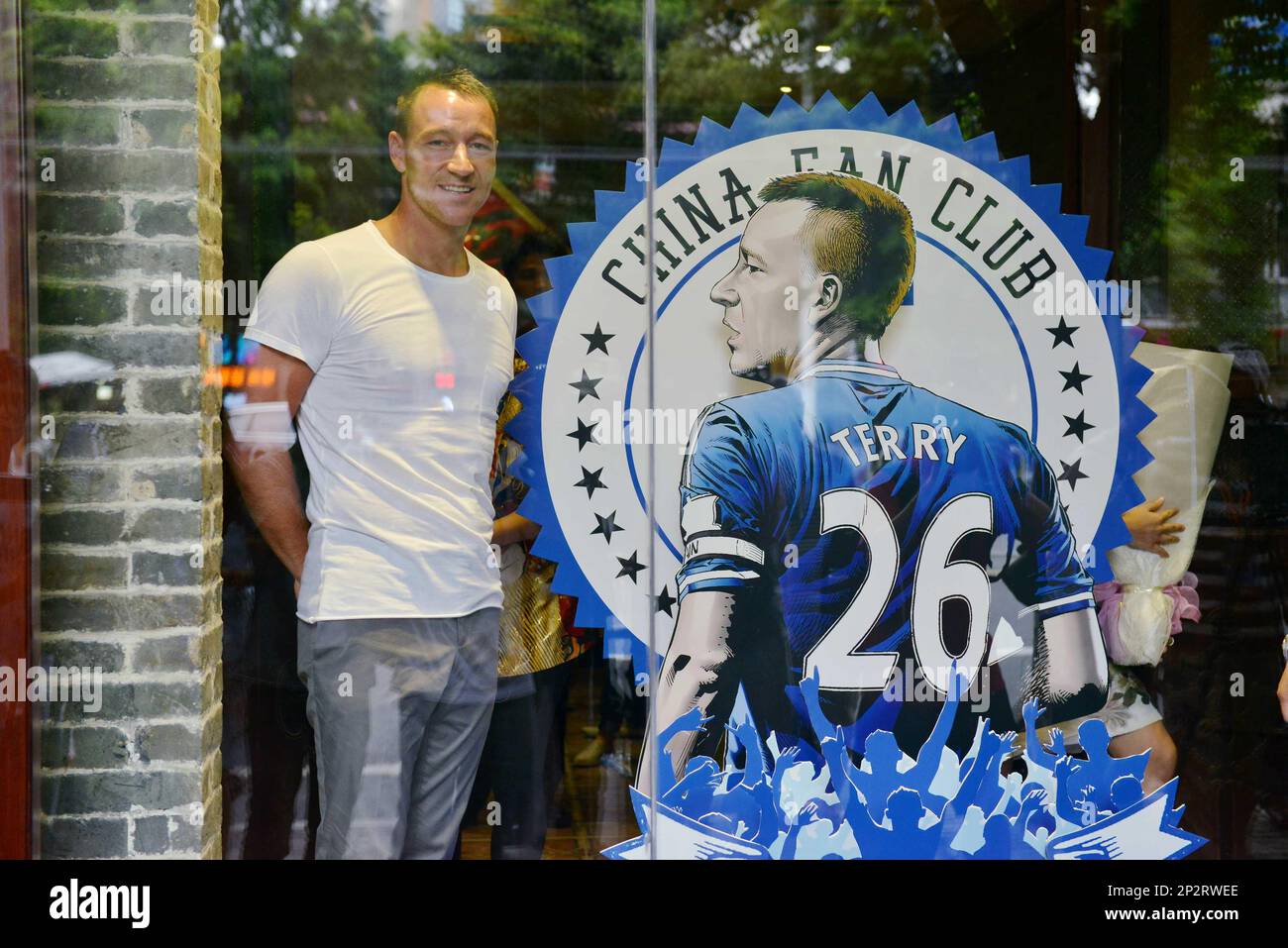 English soccer player John Terry poses during the unveiling ceremony ...