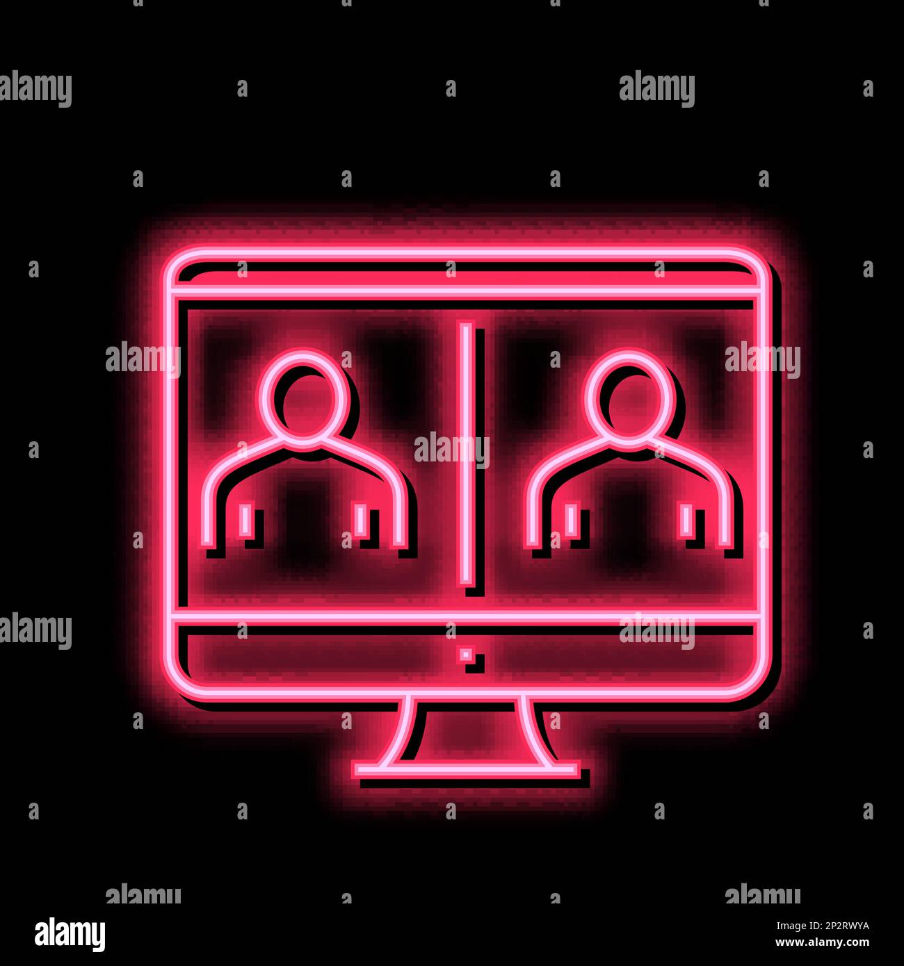 online video calling computer screen neon glow icon illustration Stock ...