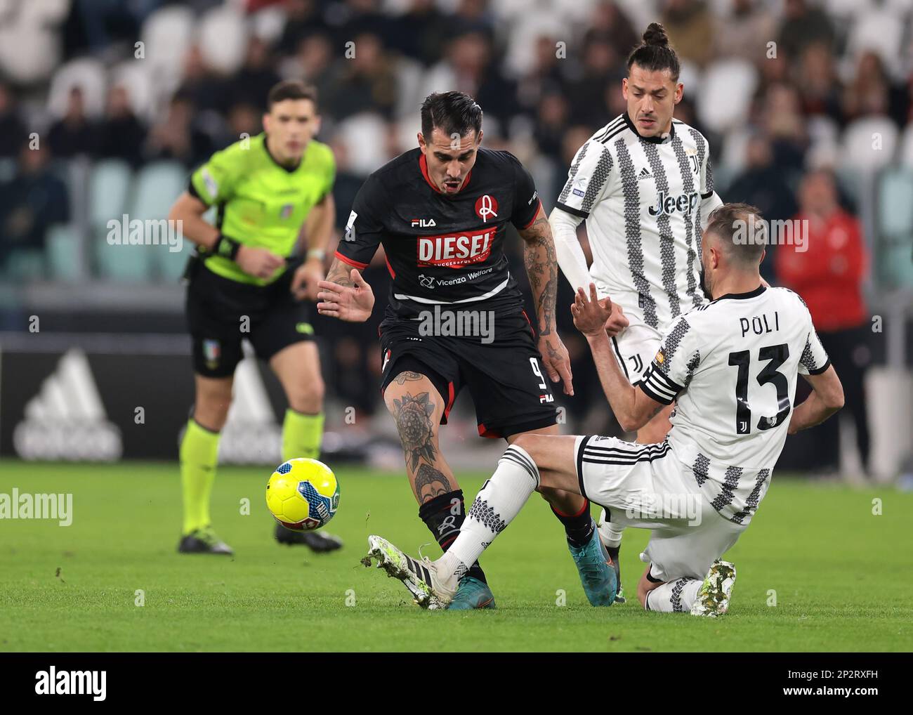 Turin, Italy, 2nd March 2023. Franco Ferrari of Vicenza takes on ...
