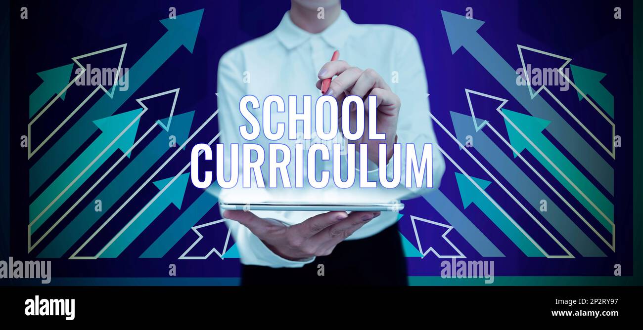 Hand writing sign School Curriculum. Internet Concept designed to ...
