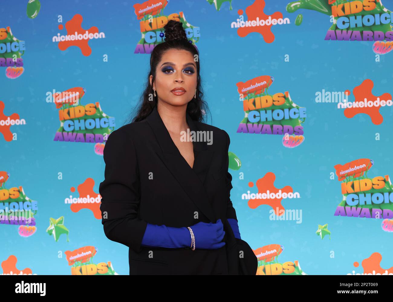 Lilly Singh arrives at the Nickelodeon Kids' Choice Awards on Saturday ...