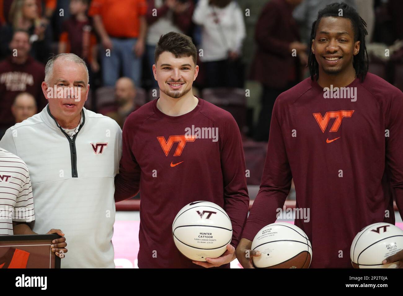March 4, 2023: Virginia Tech Hokies head coach Mike Young (left), guard ...