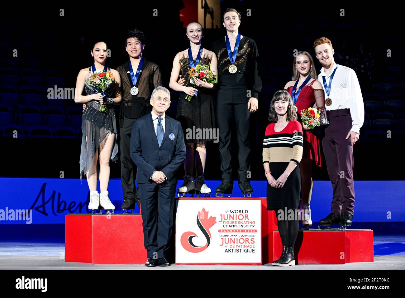 Ice Dance Medal Ceremony, L-R Hannah LIM & Ye QUAN (KOR) second place, Katerina MRAZKOVA ...