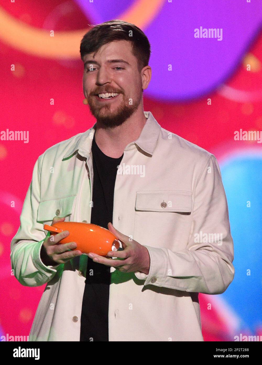 MrBeast accepts the award for favorite male creator during the ...