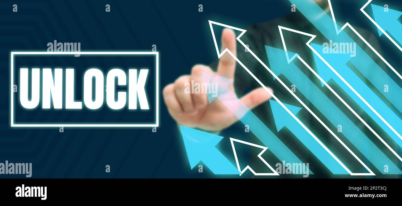 Writing displaying text Unlock. Business idea use password or other ...