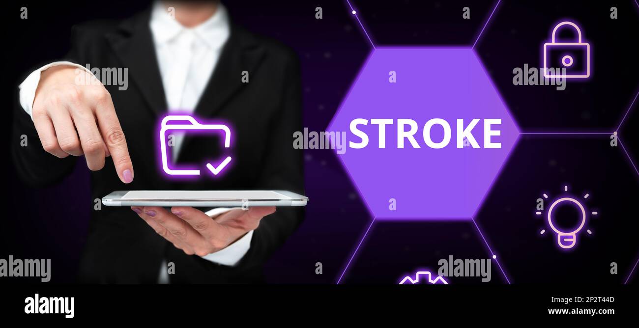 Conceptual caption Stroke. Business showcase act of hitting or striking ...