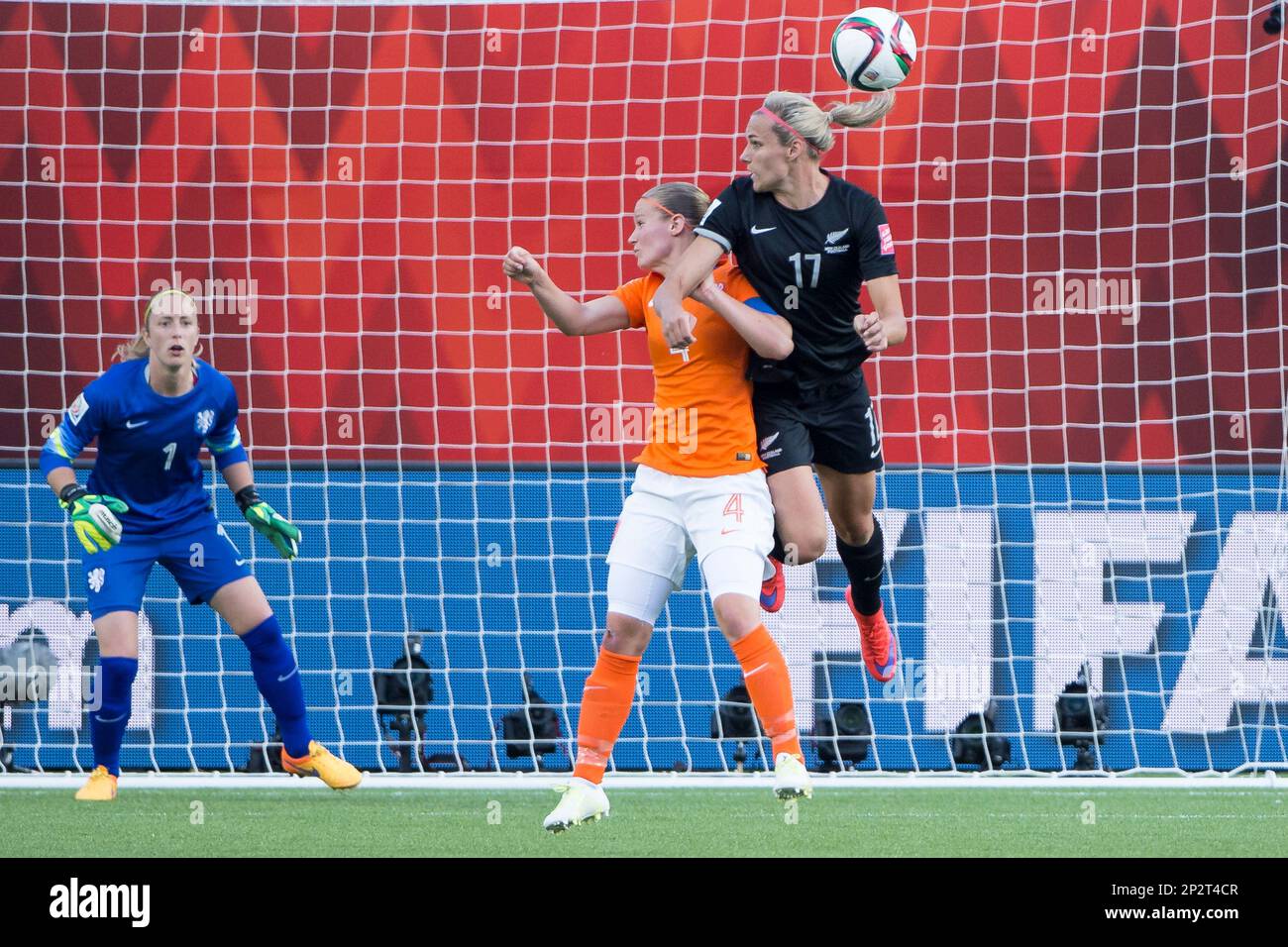 New Zealand's forward Hannah Wilkinson (17) attempts to score with a ...
