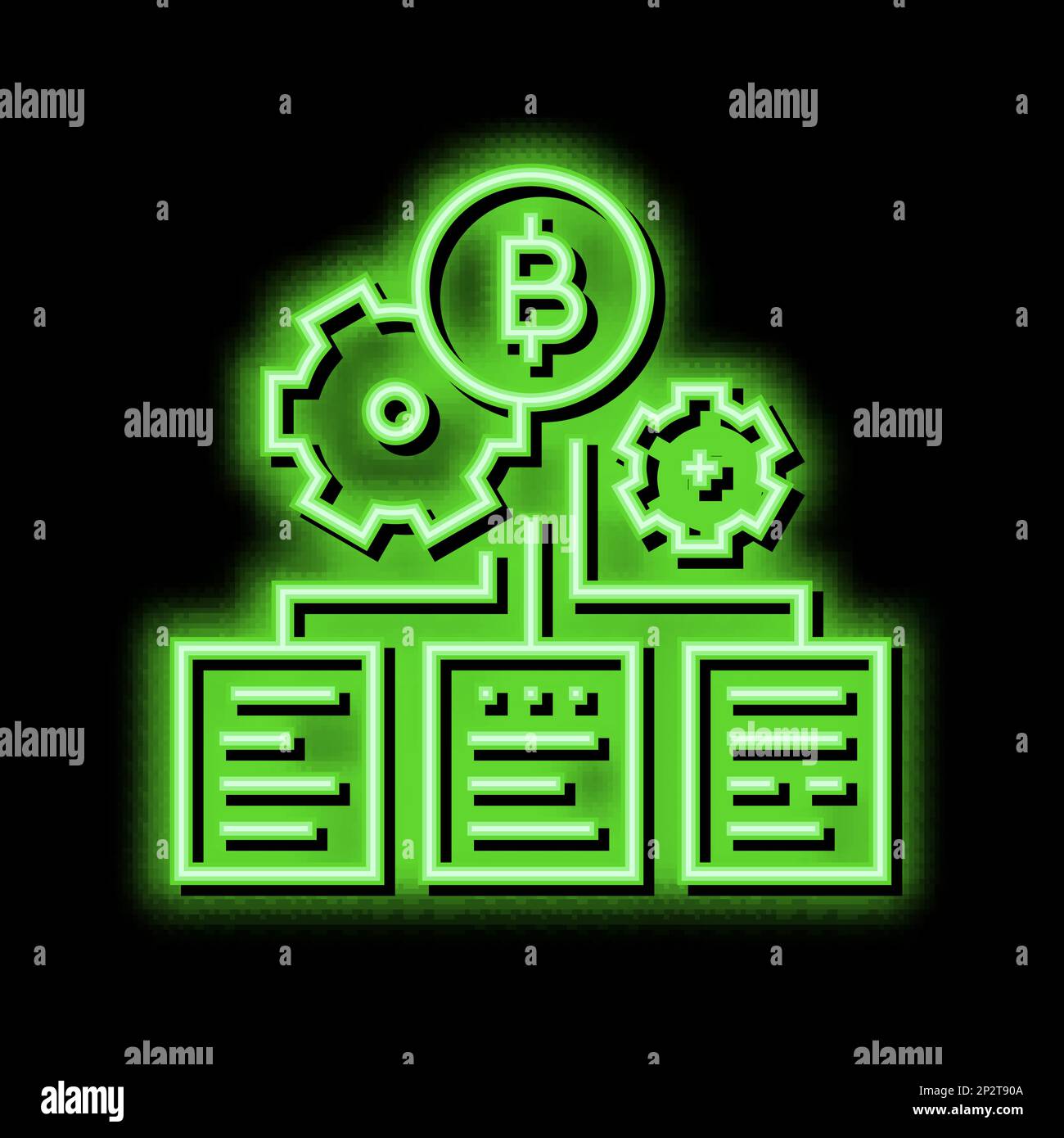 block chain ico neon glow icon illustration Stock Vector Image & Art ...