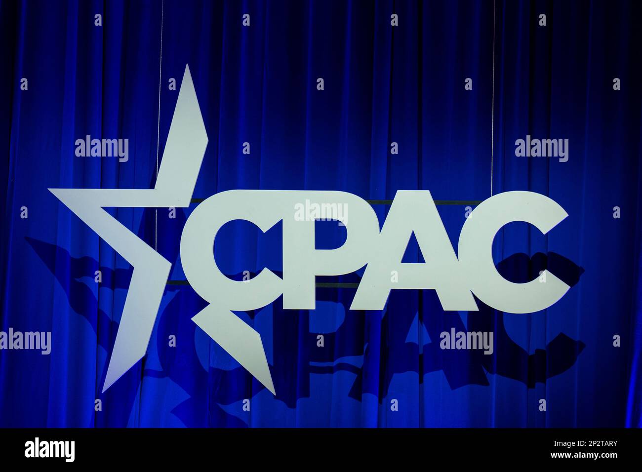 The CPAC logo is seen at the Conservative Political Action Conference ...