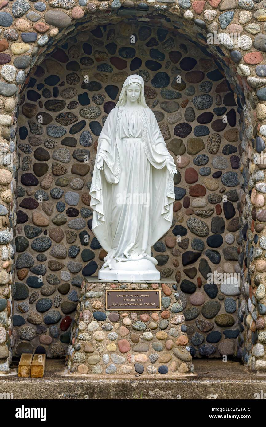 Saint John, NB, Canada - May 30, 2015: A white statue of Mary in a ...