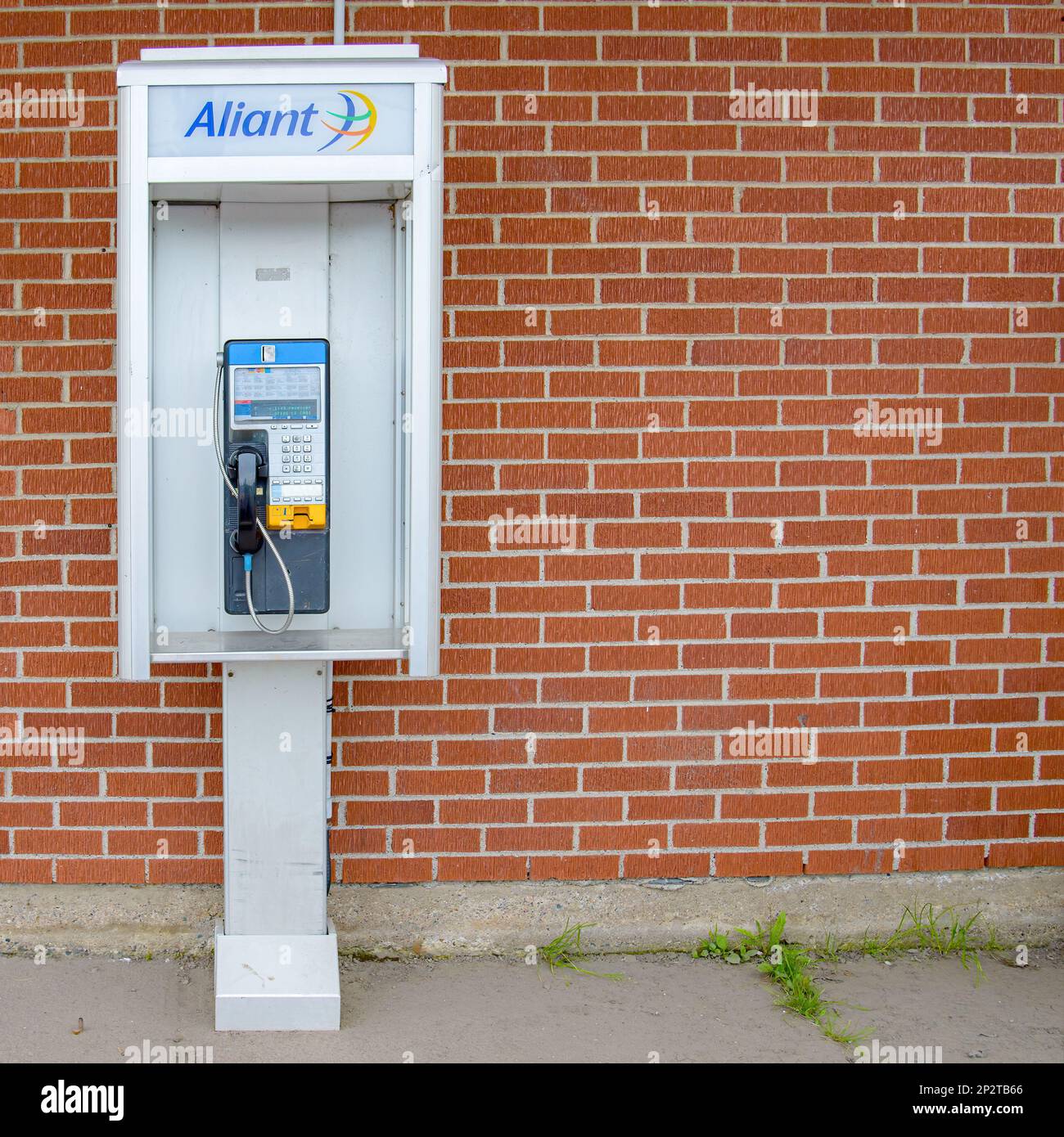 Saint John, NB, Canada - August 13, 2014: An open phone booth with a ...