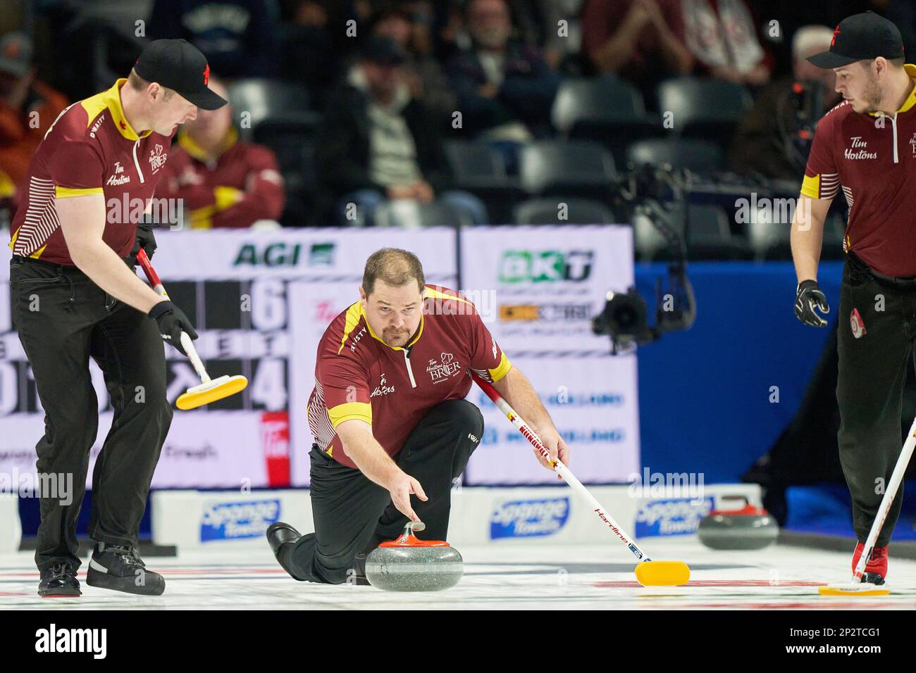 Nunavut skip Jake Higgs releases his shot during the 10th end of their ...
