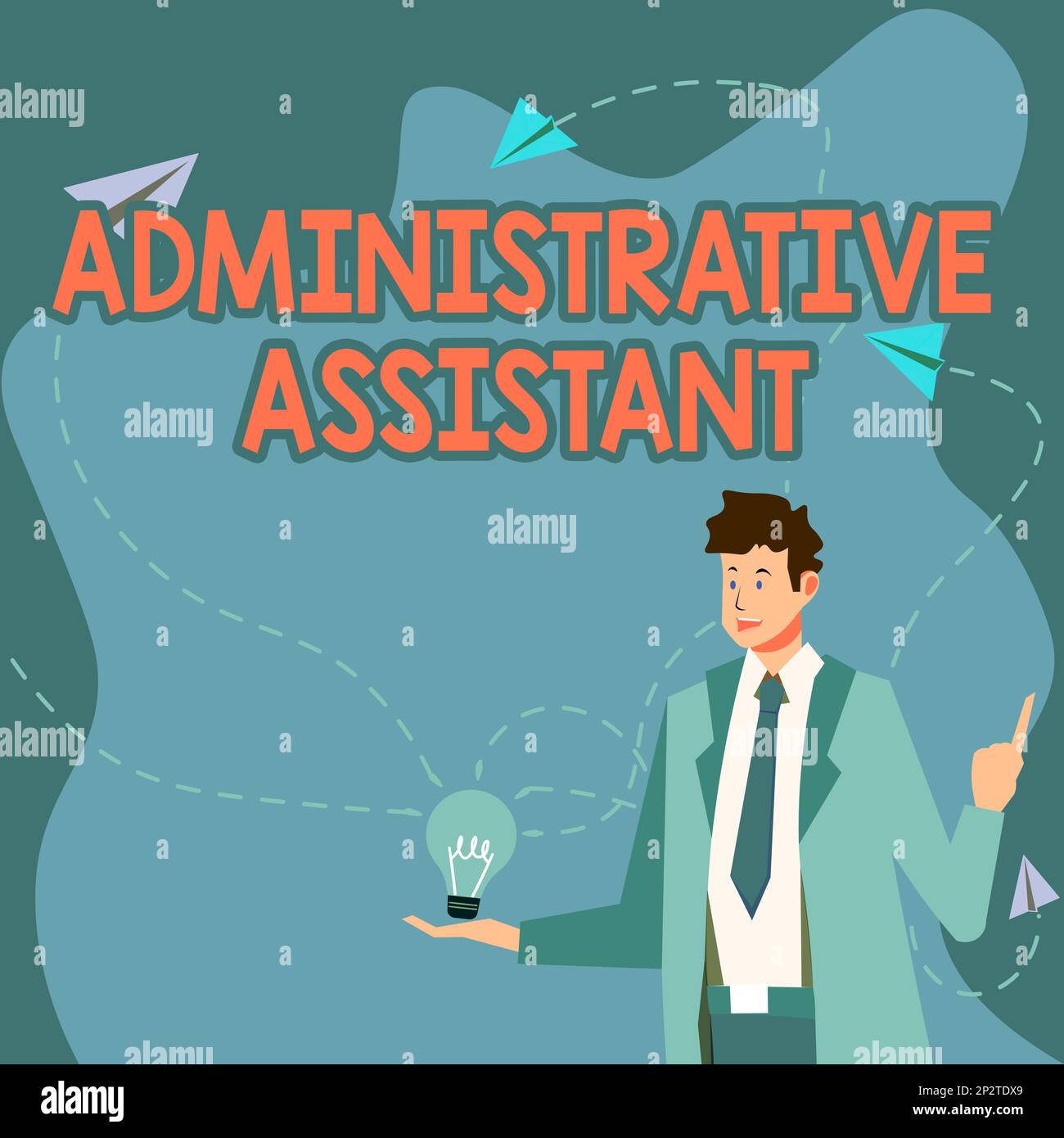 Text caption presenting Administrative Assistant. Business idea ...