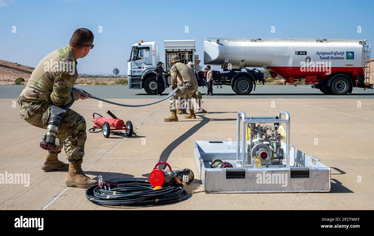 U.S. Air Force Airmen assigned to the 378th Expeditionary Logistics ...