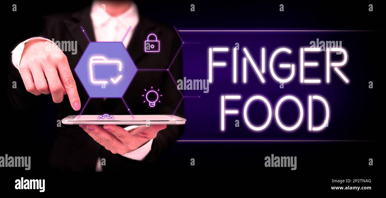 Inspiration showing sign Finger Food. Word for products and digestives ...