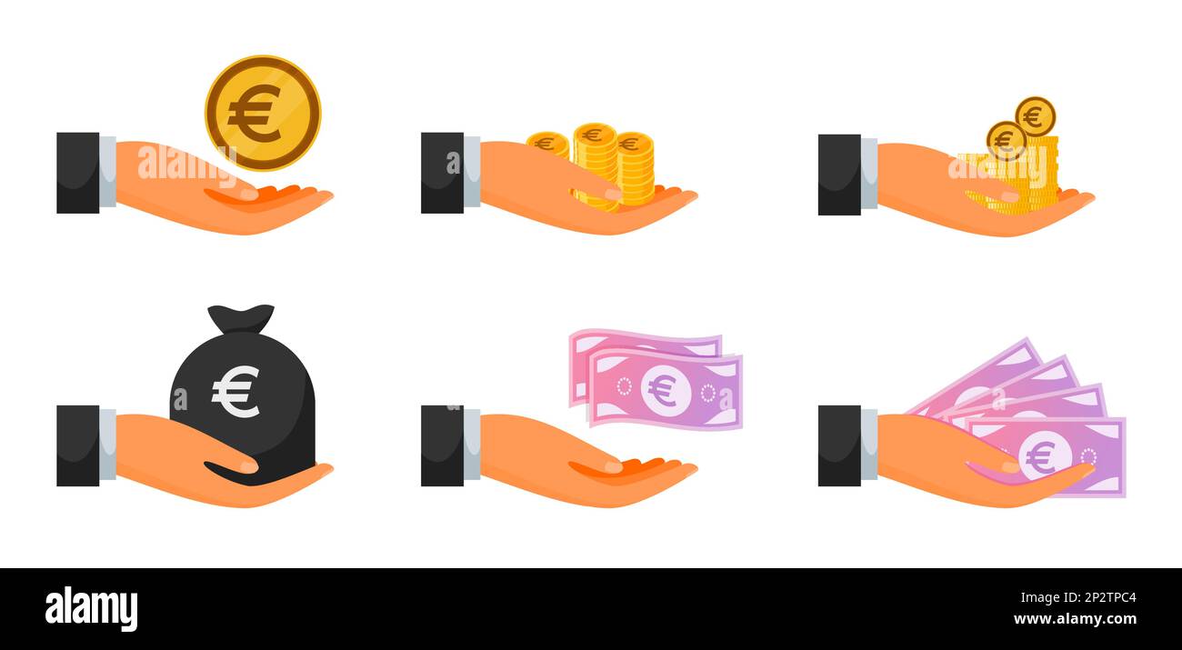 Handing Euro Money and Coin Set Stock Vector Image & Art - Alamy