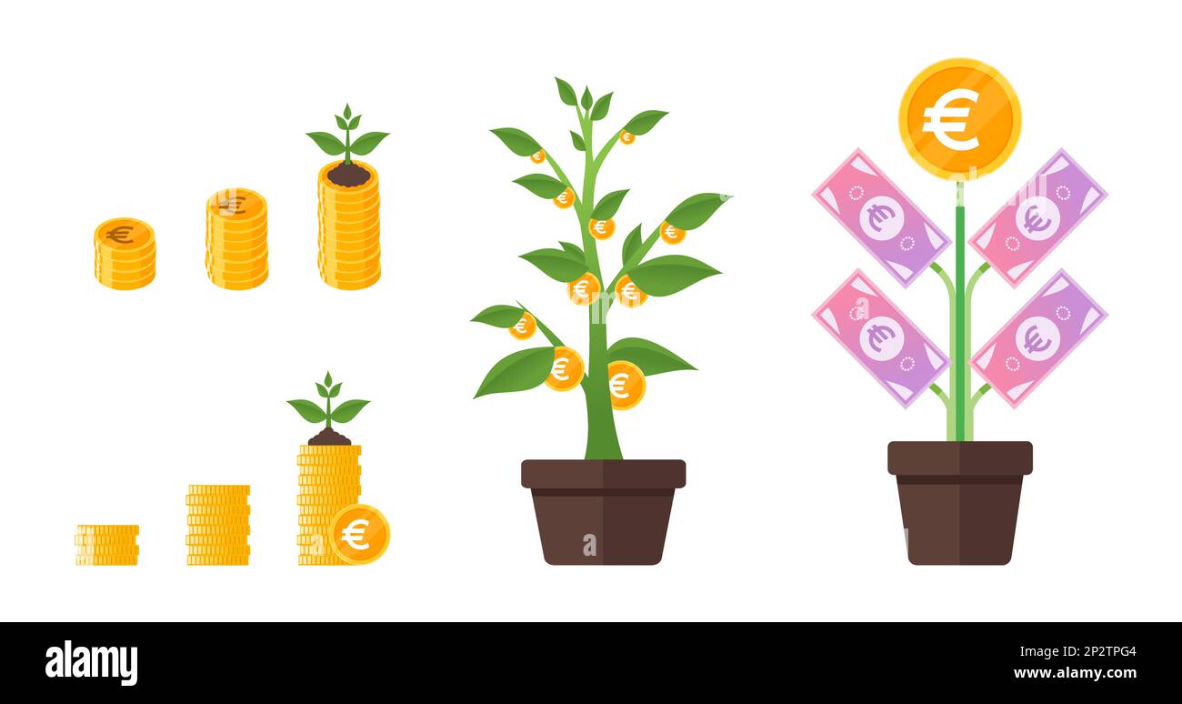 Euro Money Tree Growing Illustration Stock Vector Image & Art - Alamy