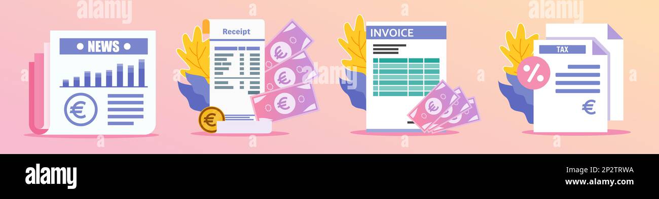 Euro Receipt and Documents Illustration Stock Vector Image & Art - Alamy