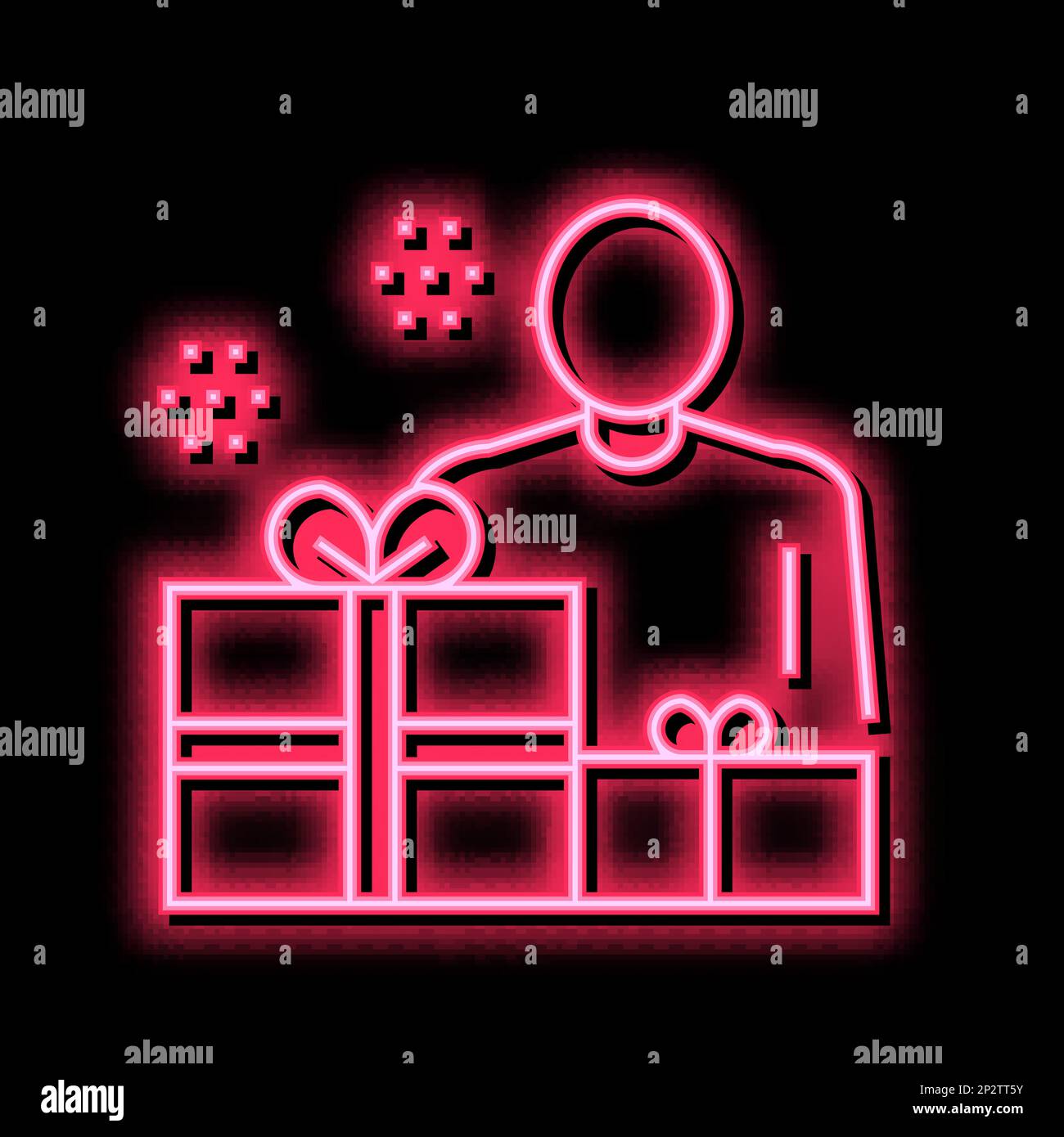 human with presents neon glow icon illustration Stock Vector Image ...