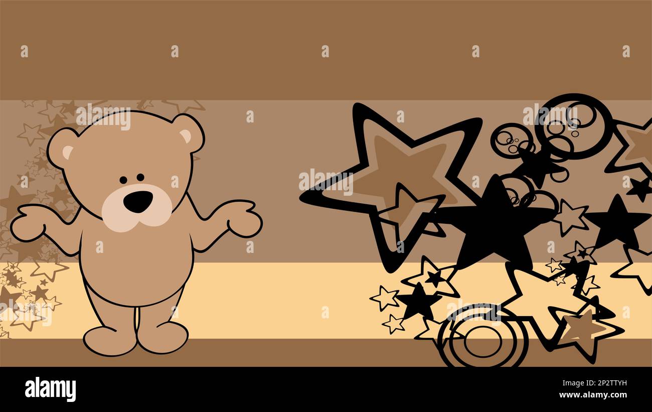 standig teddy bear chibi kid character cartoon background illustration ...