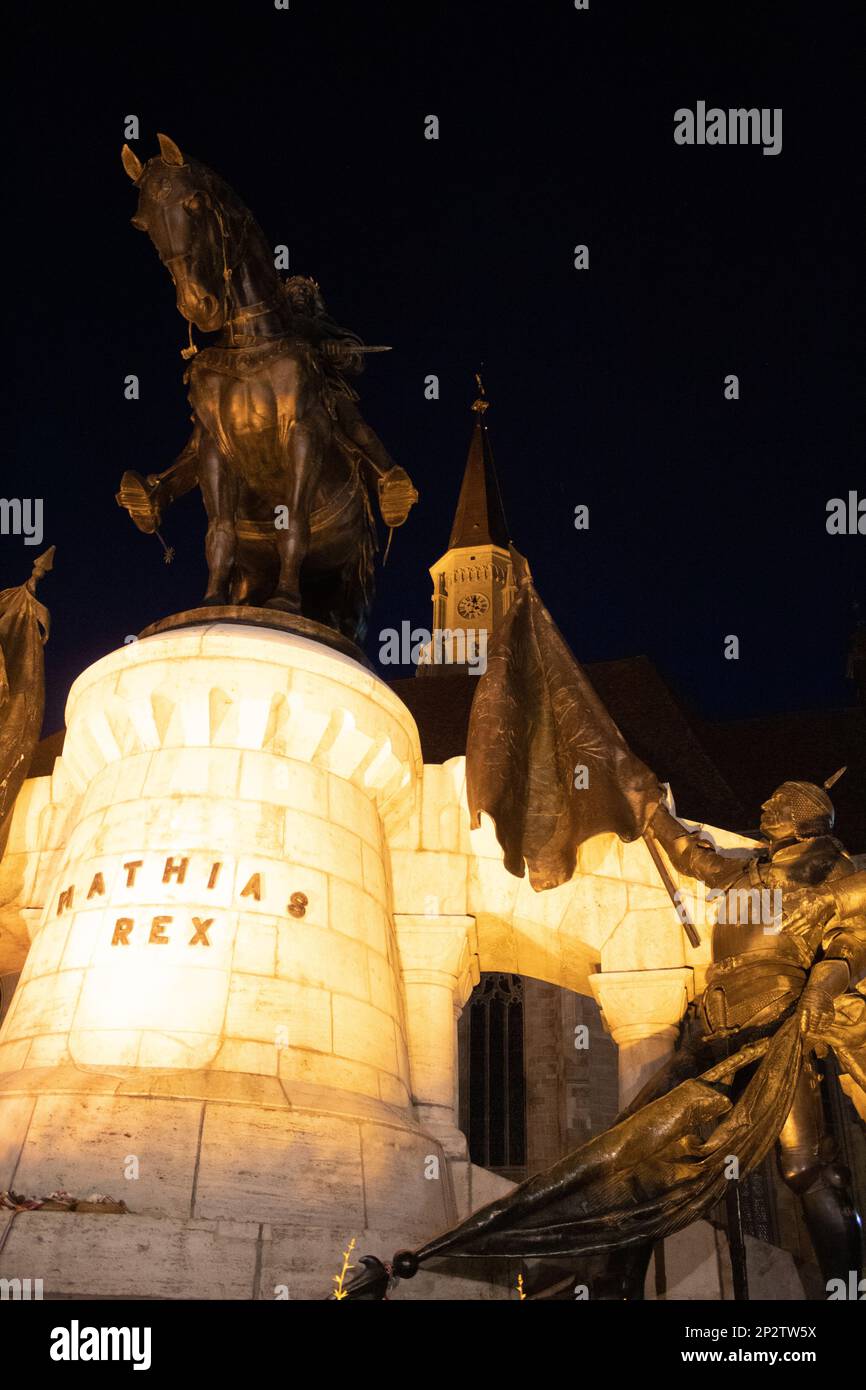 Mathias Rex Monument outside St. Michael's Cathedral in Cluj-Napoca ...